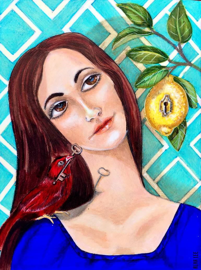 Key to Bitterness: Free Yourself Drawing by Alma Lee | Saatchi Art