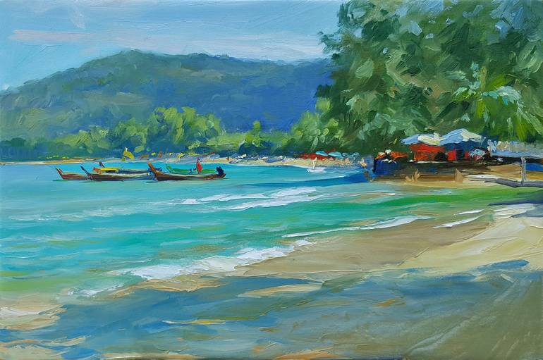 Beach under the sun Painting by Andrei Markin | Saatchi Art