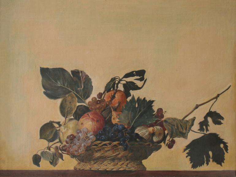 Reproduction of Caravaggio's Basket of fruit from 1599 Painting by ...