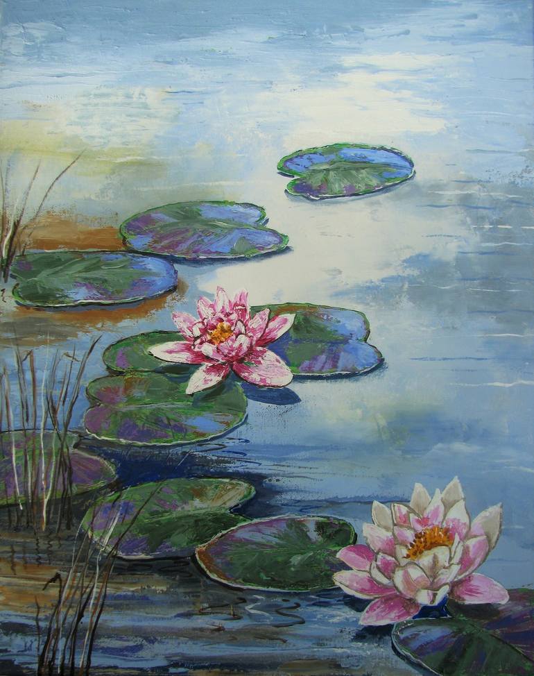 Water Lilies Pond Painting by Patrick Bornemann | Saatchi Art