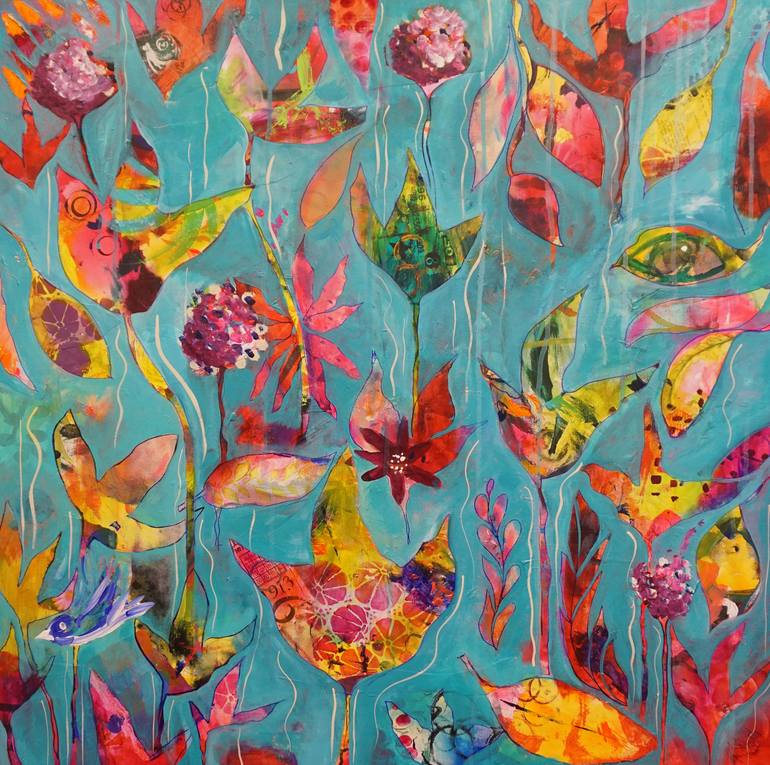Garden In Aqua Painting by Michelle Mann | Saatchi Art