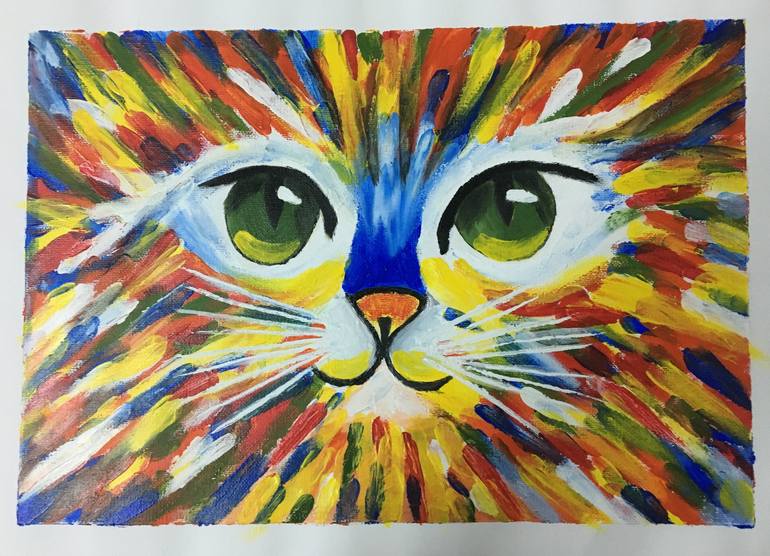 Abstract cat Painting by Rahna Saj | Saatchi Art