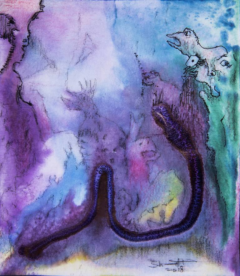 Myth Of The Numinous Dark Snake Painting by Bruce Sherratt | Saatchi Art