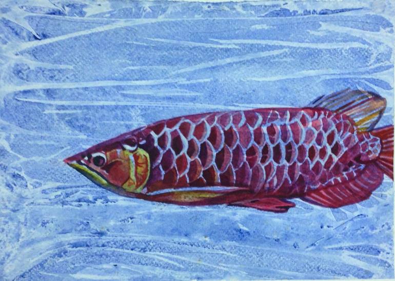 Red arowana fish Painting by Huey-Chih Ho | Saatchi Art