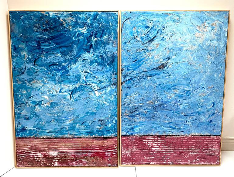 Stars and Stripes-Abstract Diptych Painting by Patty Donoghue | Saatchi Art