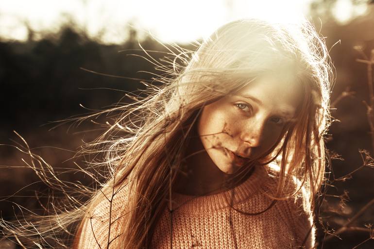 Girl with wildflowers in the sun Photography by Alex Grear | Saatchi Art