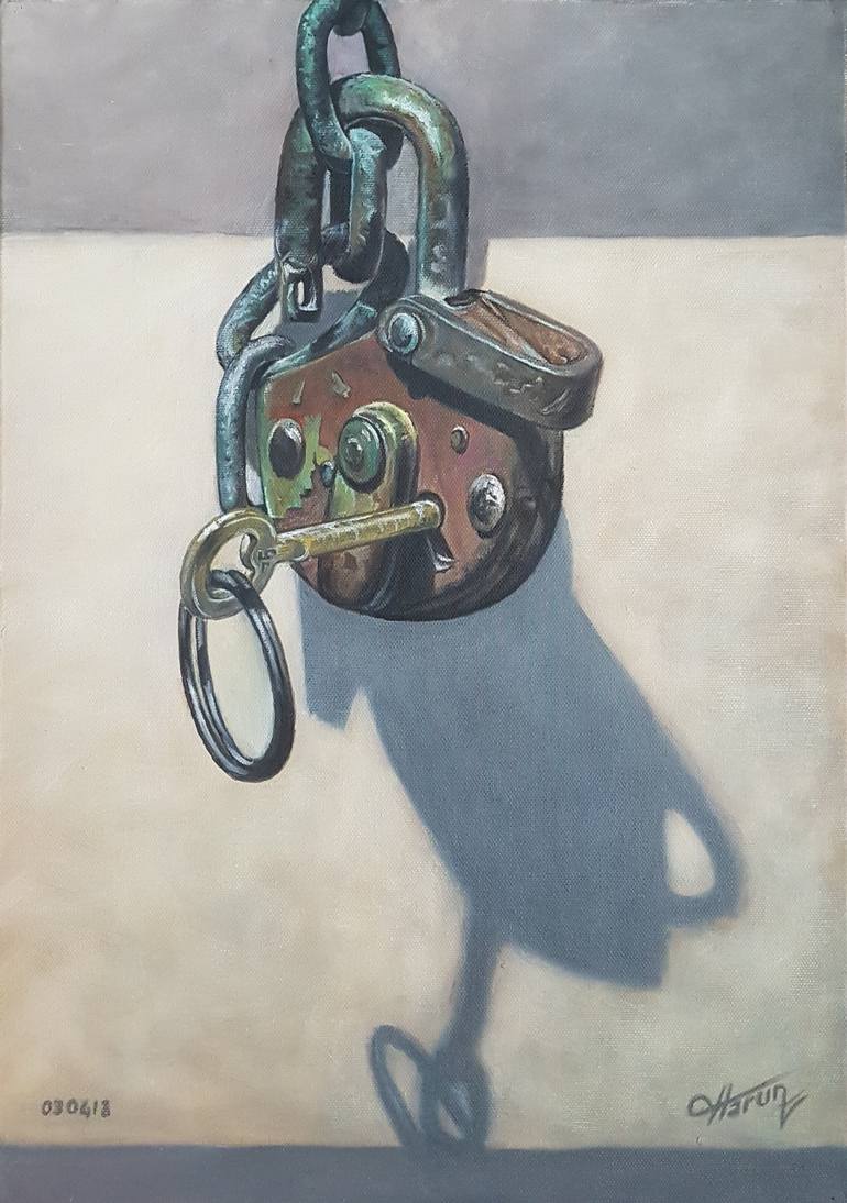 Old lock Painting by Harun Ayhan | Saatchi Art
