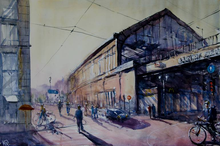Bahnhof Friedrichstraße, Berlin Painting by Yurii Andreichyn | Saatchi Art