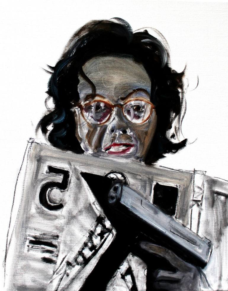 Self as Michelle Reading Five Themes Painting by Laura Elkins | Saatchi Art