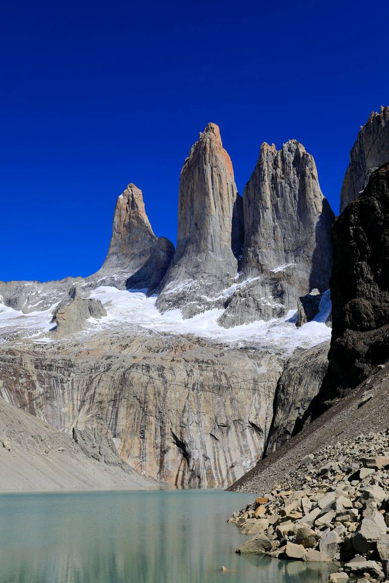 Print 13 View of the Three granite towers of the Torres del Paine ...