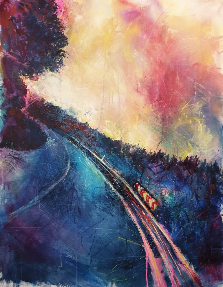 Brake Now (Night Ride) Painting by Chris Roth | Saatchi Art