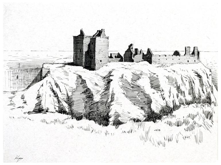 Dunnottar castle Drawing by Igor Kogan | Saatchi Art