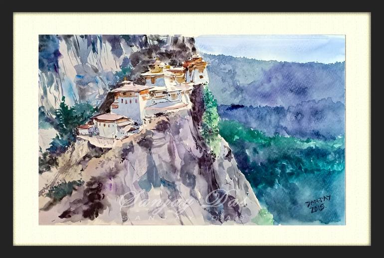 Paro Taktsang Painting by Sanjay Das | Saatchi Art