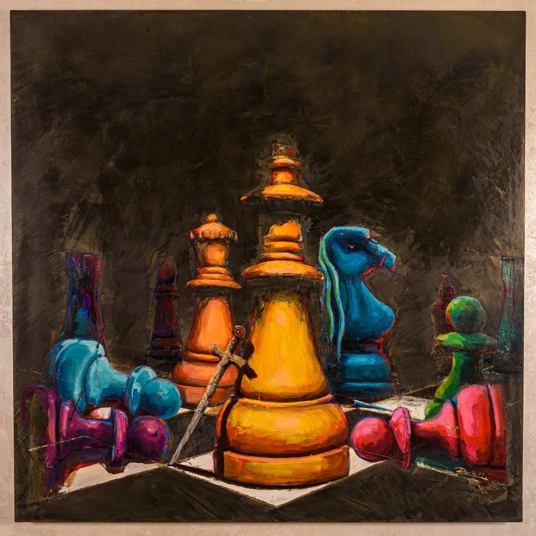 Chess Game Painting by Dariotti Art | Saatchi Art