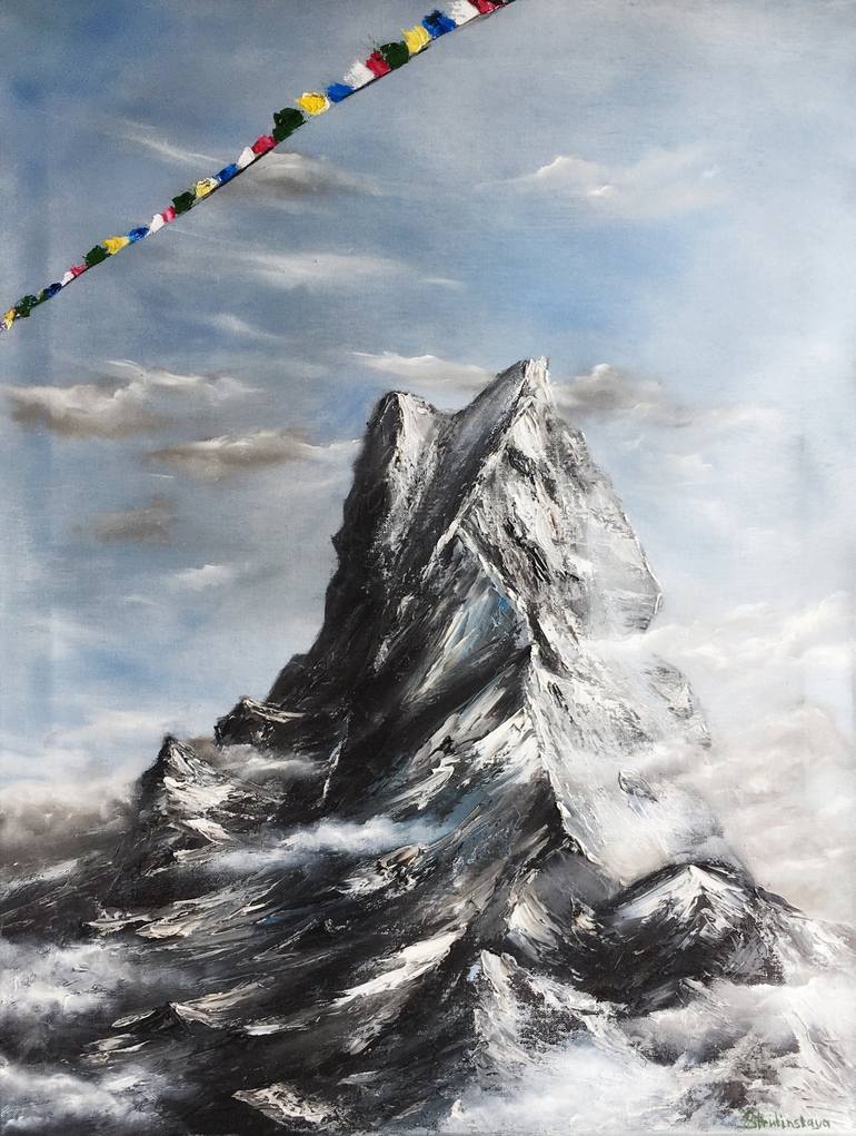 The wind sings about something high. Mountains Painting by Diana ...