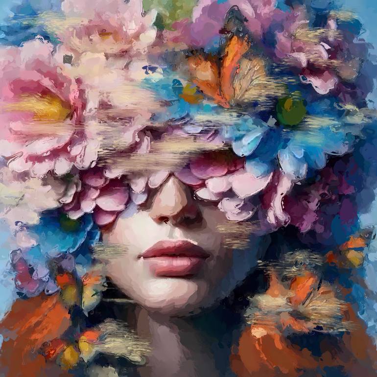 Open your mind, portrait young woman Printmaking by Marina Fedorova ...