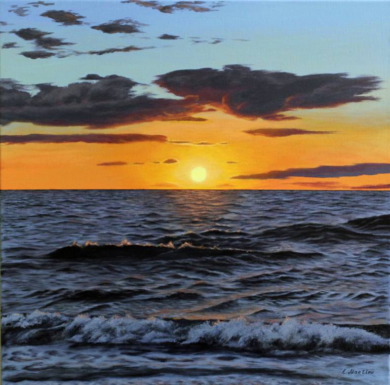 Golden Sunset Painting by Elena Martino | Saatchi Art
