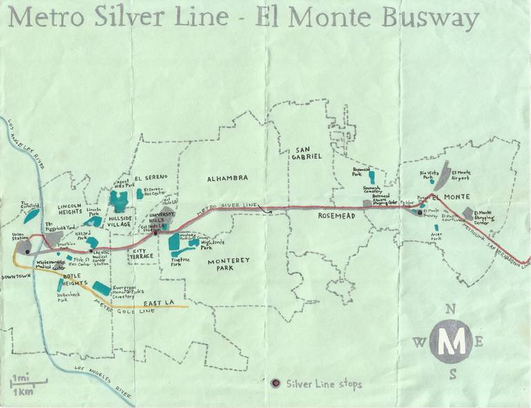Metro Silver Line - El Monte Busway Drawing by Eric Brightwell ...