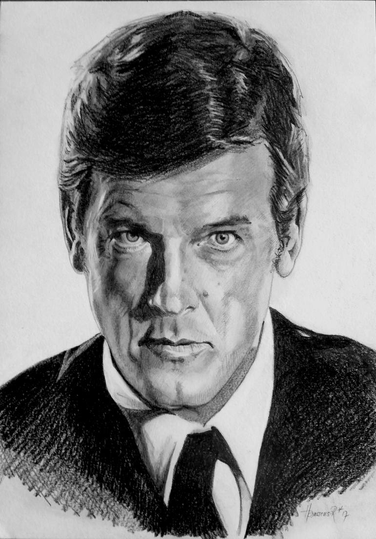 Portrait of Roger Moore Drawing by Richard Hanssens | Saatchi Art