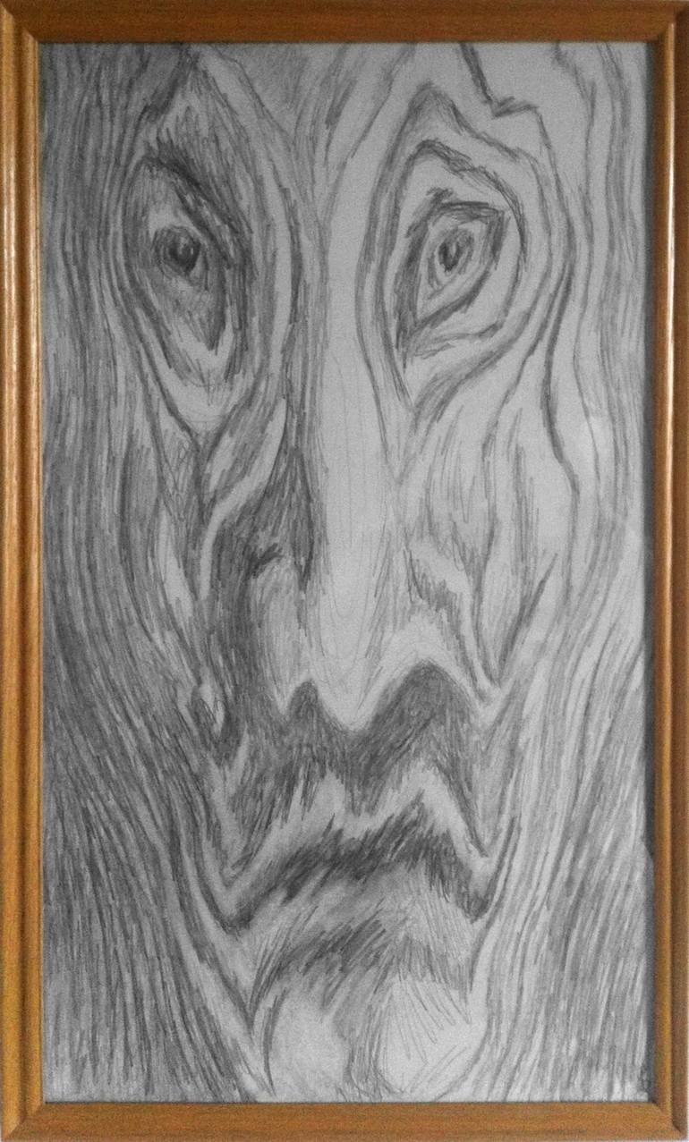 Wooden man Drawing by Lia Chechelashvili | Saatchi Art