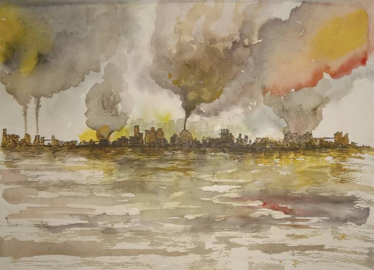 beautiful pollution Painting by Krishna Murthy | Saatchi Art