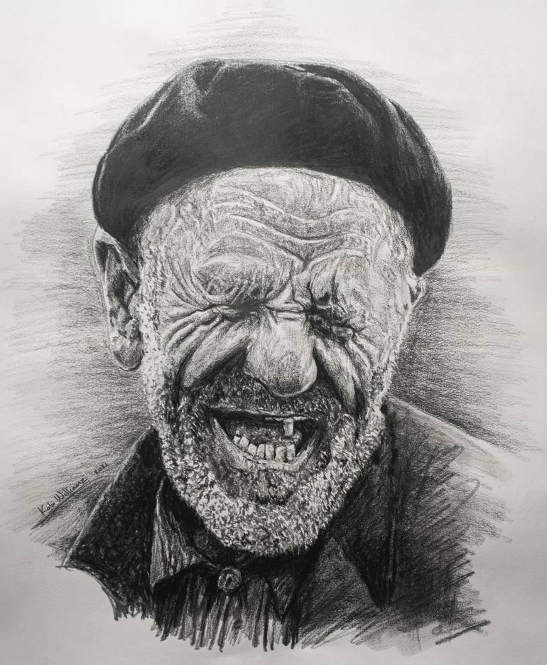 Happy Old Man Drawing by Kobi Williamz | Saatchi Art