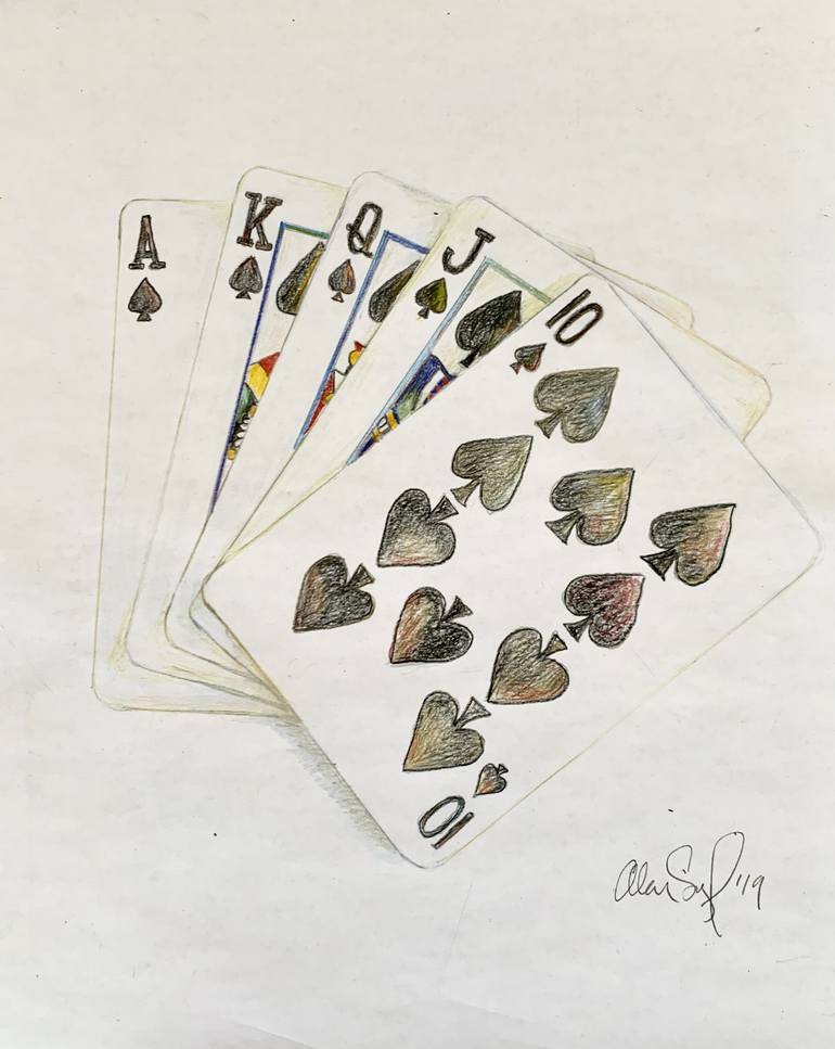 Royal Straight Flush Drawing by Alan Siegel | Saatchi Art
