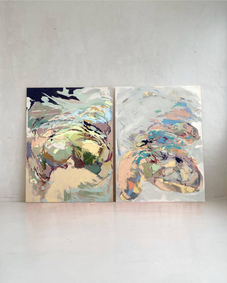 DIPTYCH HOPEFUL and PENSIVE Painting by Beatriz Vazquez | Saatchi Art