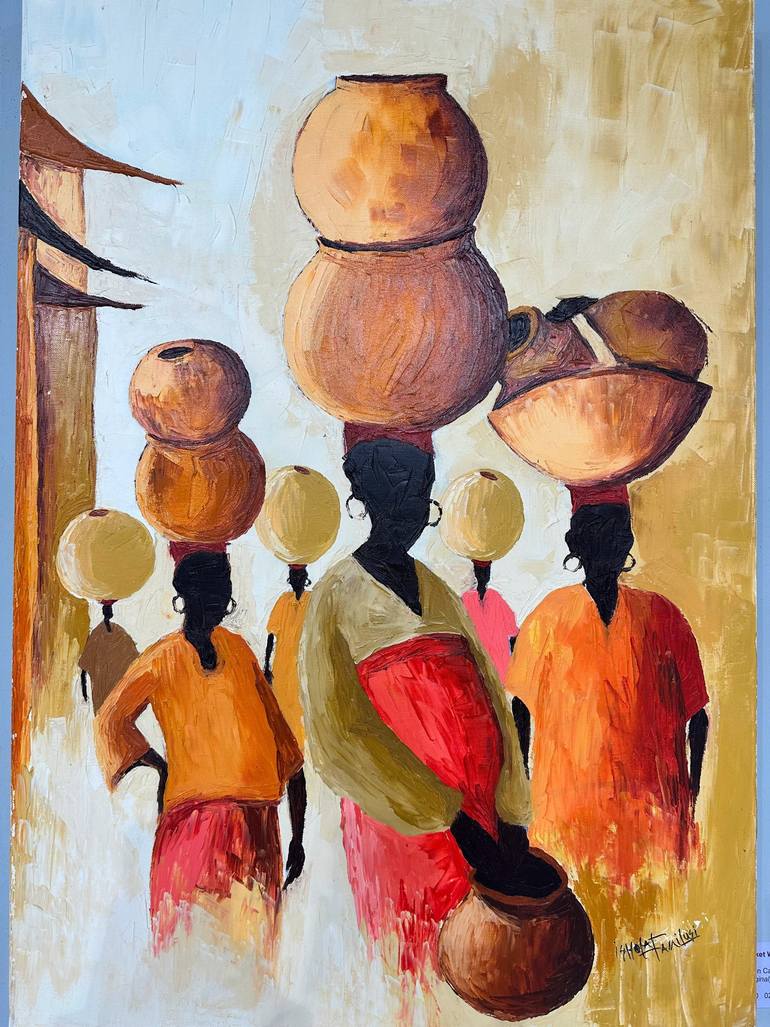 Return From The Market Painting by Oluwaseyi Ishola Familusi | Saatchi Art