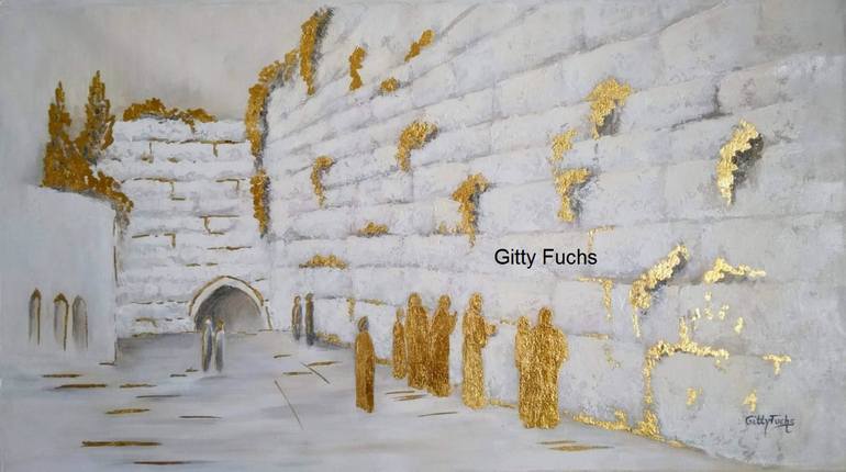 Jerusalem Western Wall In Pure White & Gold Painting by Gitty Fuchs ...