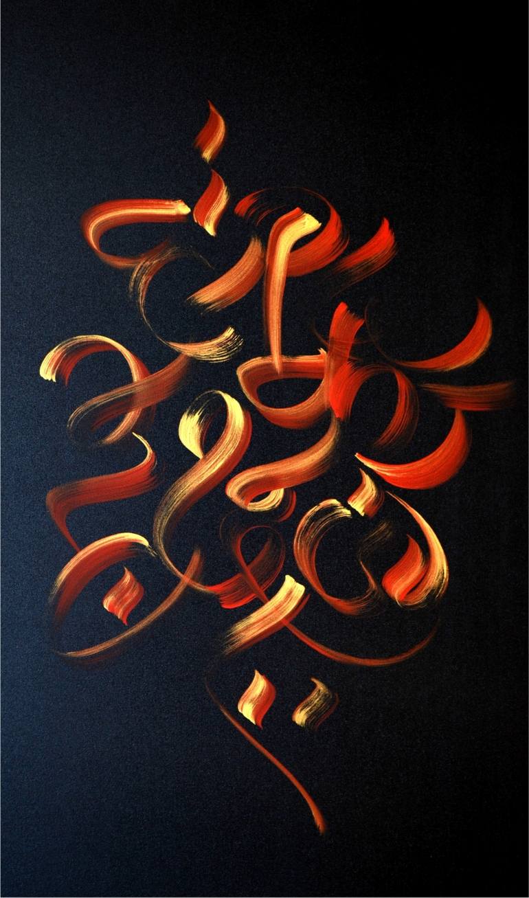 GANESHA- Abstract Calligraphy Painting by Rajeev Kumar | Saatchi Art