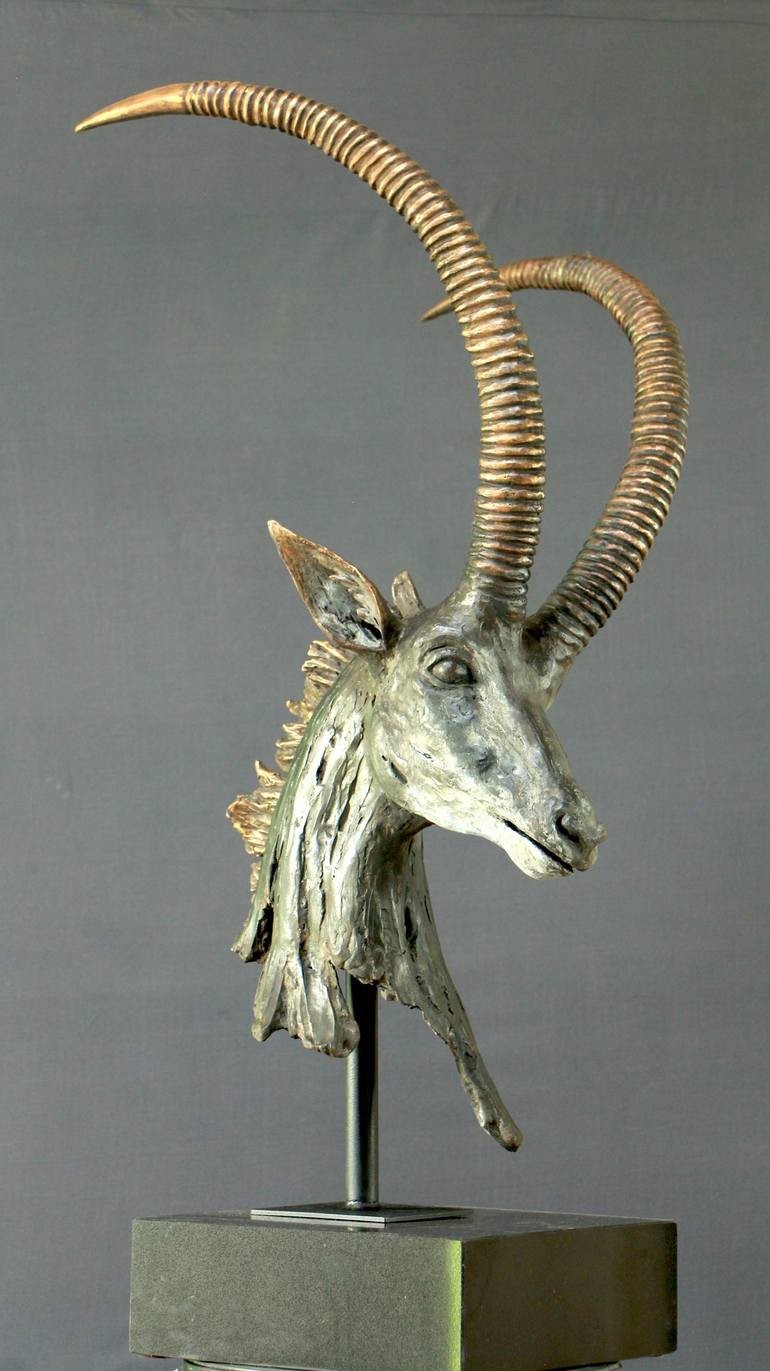 Sable Antelope Bust Outdoor Sculpture by Willem Botha | Saatchi Art