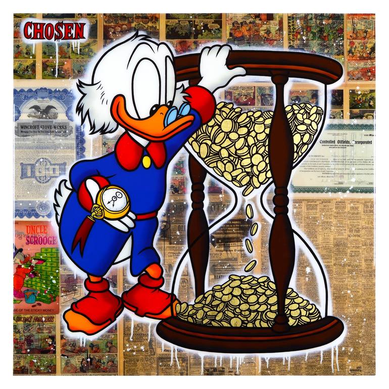 Uncle Scrooge Gold Coin Hourglass Painting by Chosen Art | Saatchi Art