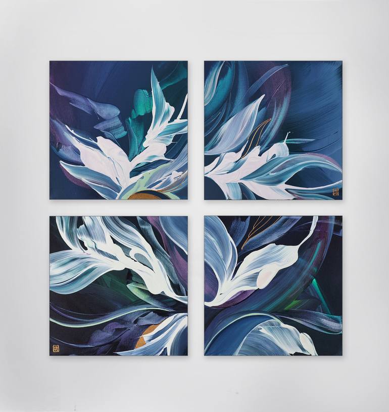 Quiet Wilderness Quadriptych Painting by Novi Lim | Saatchi Art