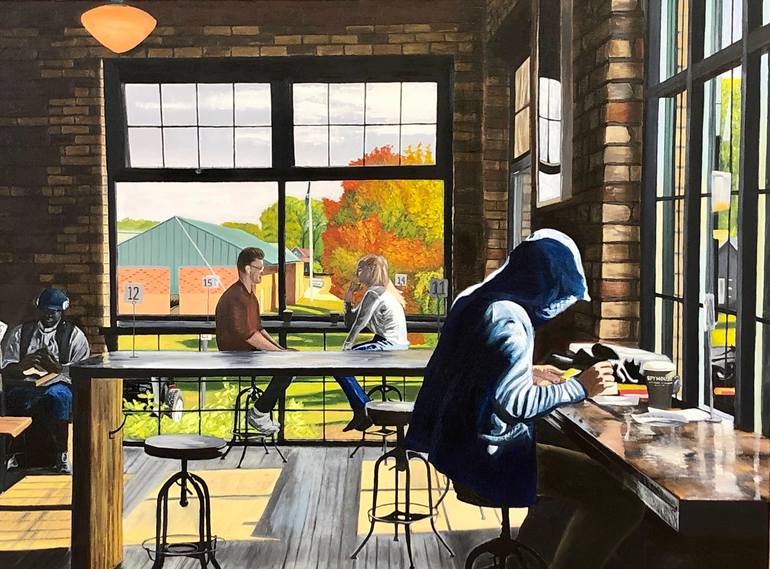 Hoodie Man and the Post-It Painting by Brendan Kramp | Saatchi Art