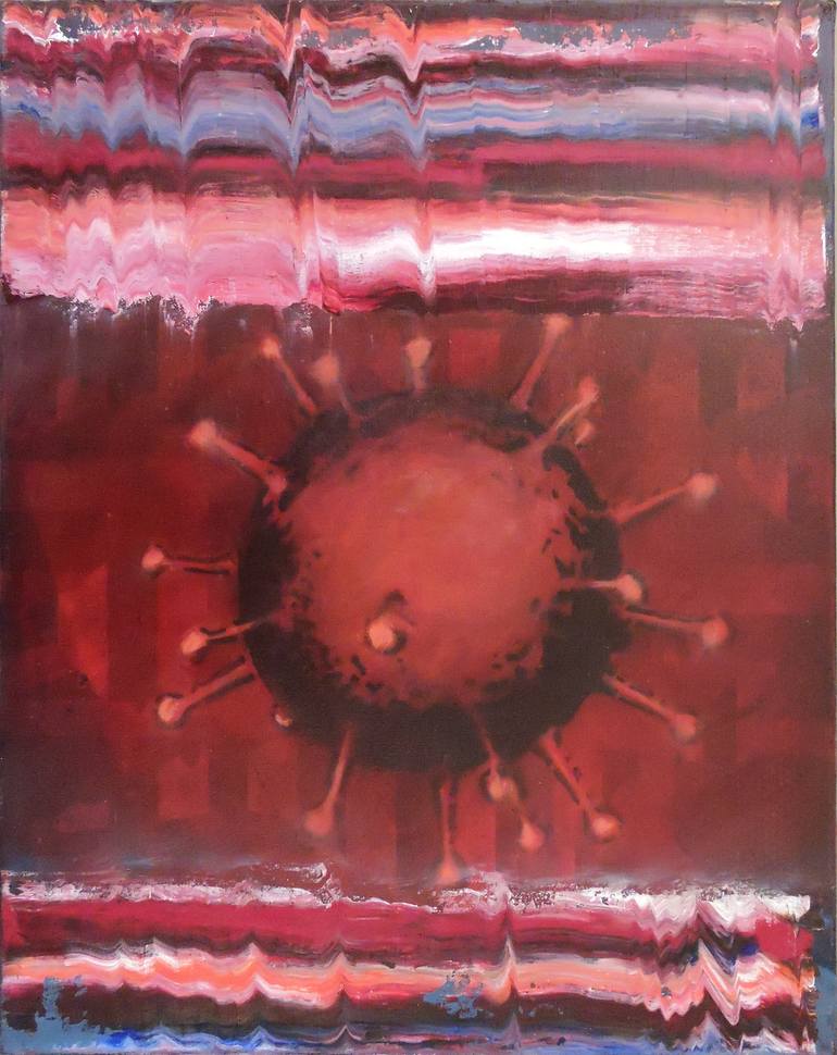 Red Virus Painting by Michael Walker | Saatchi Art
