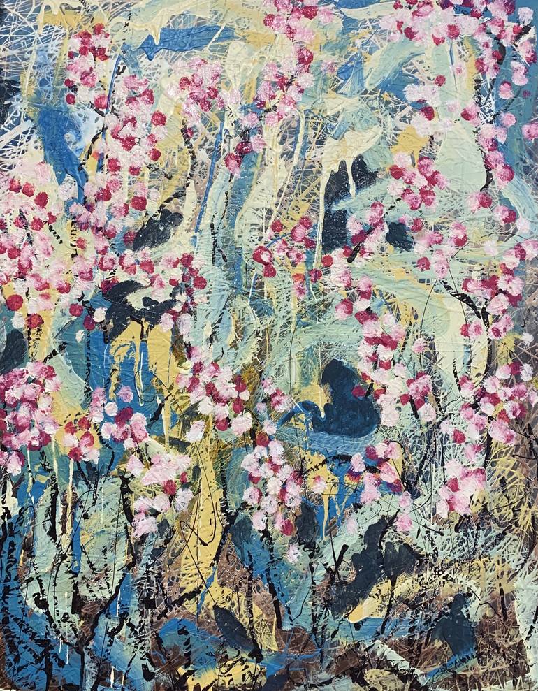 Thicket (Flowering Quince) Painting by Anne Jordan | Saatchi Art