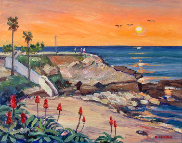 La Jolla Cove at Sunset Painting by Robert Gerdes | Saatchi Art