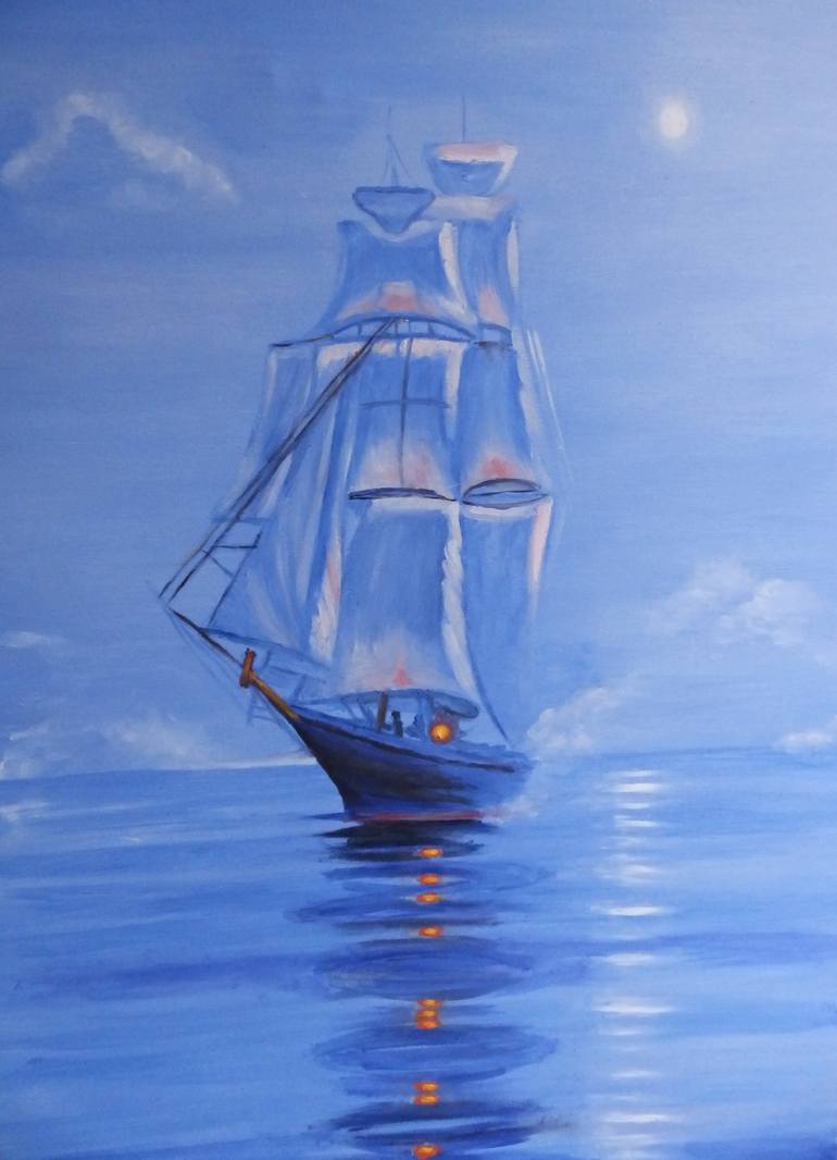 Blue sail Painting by Tamila Shmyh | Saatchi Art