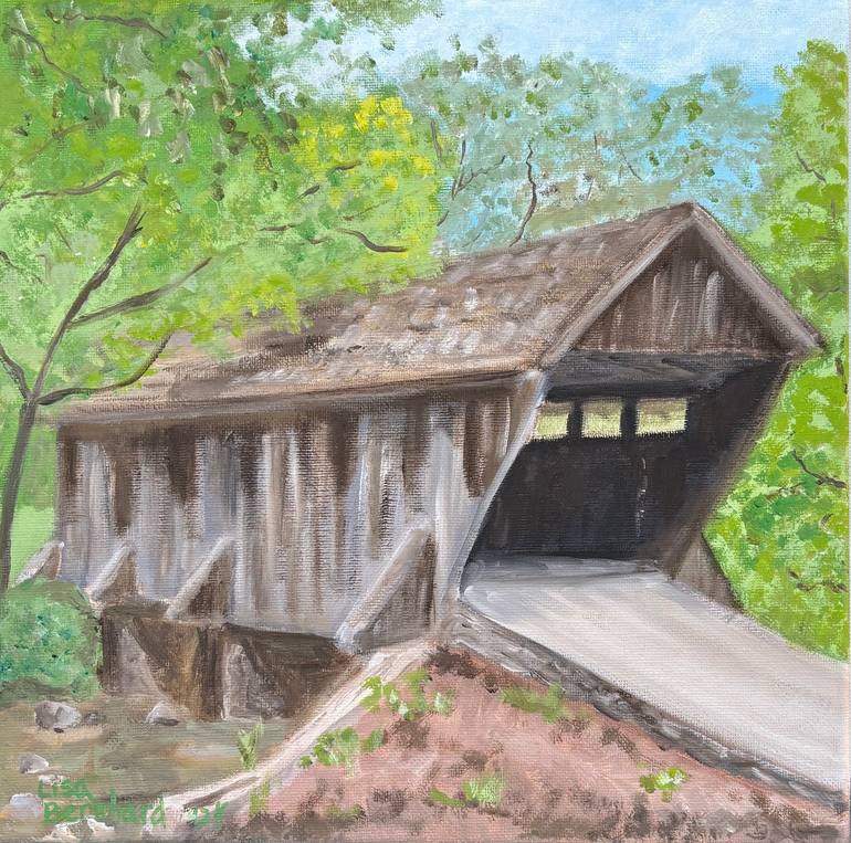 Covered Bridge Painting by Lisa Bernhard | Saatchi Art