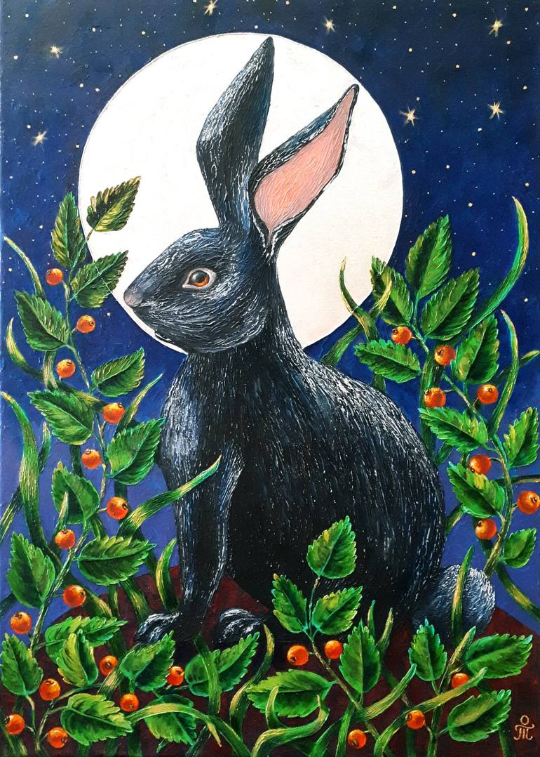 The black rabbit Painting by Tatyana Orlovetskaya | Saatchi Art