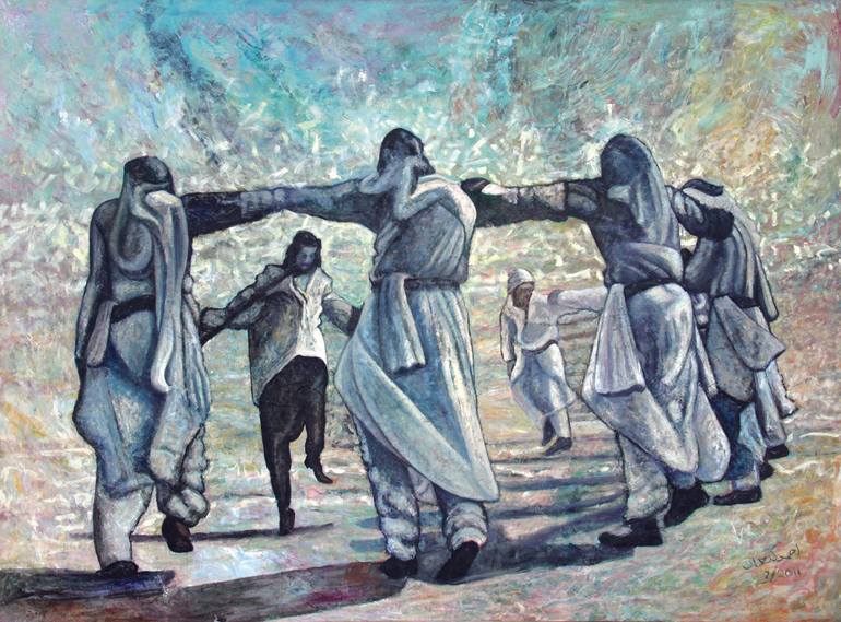 Debka-Arab dance Painting by Ahmad Canaan | Saatchi Art