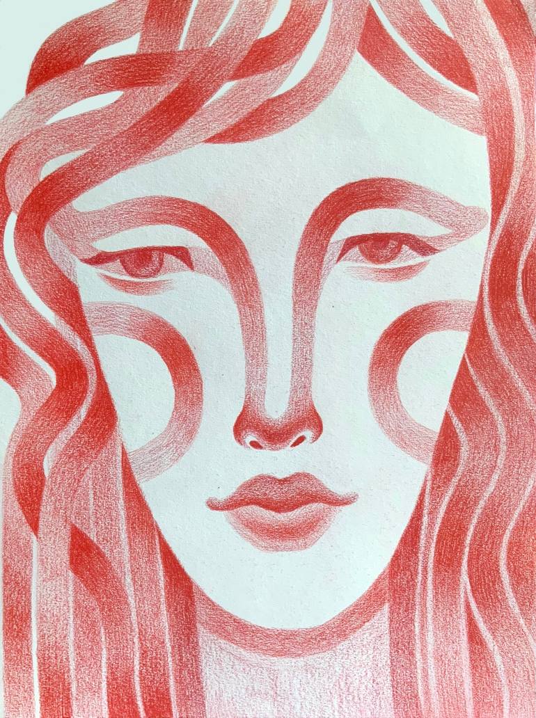 RED GIRL Drawing by Anastasiya Lemza | Saatchi Art