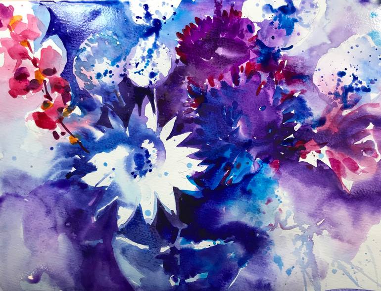 Violett Flowers Painting by Inna Pavlecka-Tumarkin | Saatchi Art