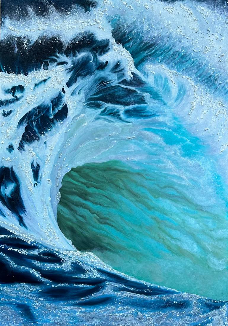 Ocean waves painting abstract seascape oversized canvas Painting by ...