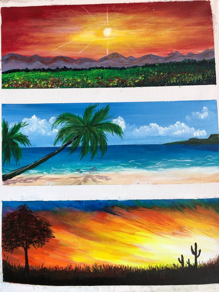 3 Panels Of Nature Painting by Svitlana Dziuba | Saatchi Art
