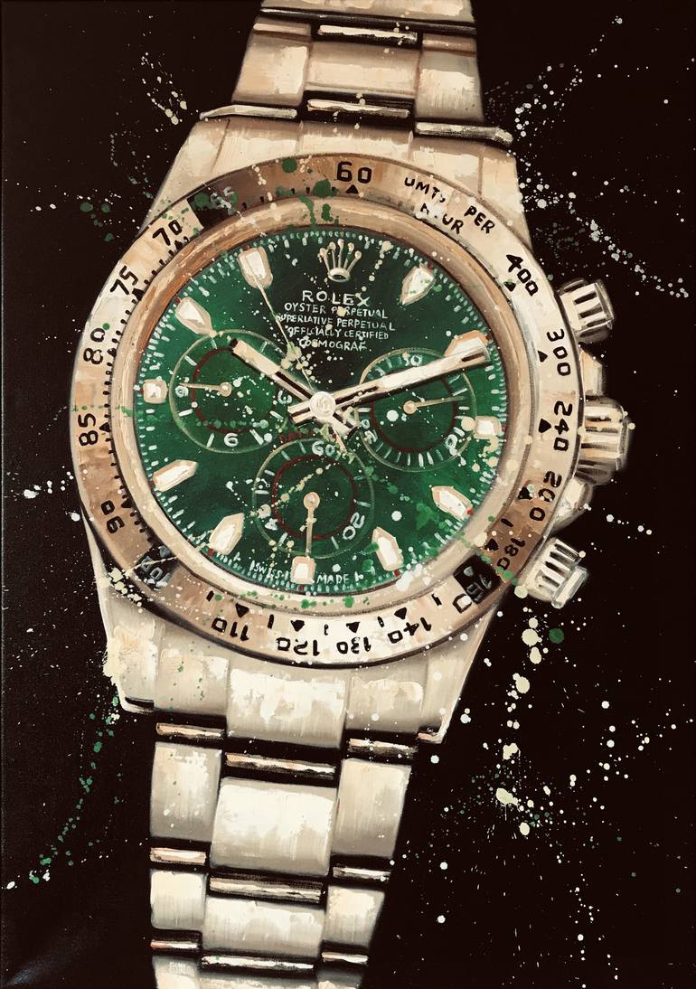 Rolex Daytona Gold Green Dial 116508 Painting by Fransman Art | Saatchi Art