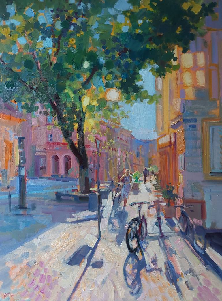 Sunny afternoon in the city Painting by Katharina Valeeva | Saatchi Art