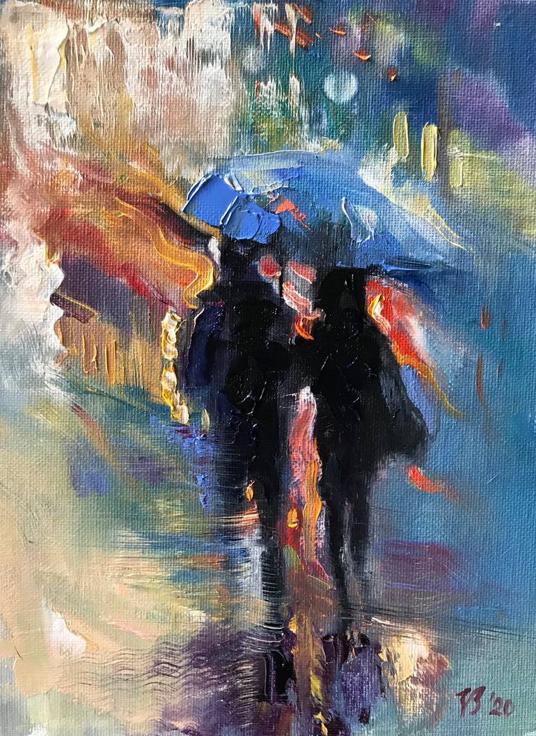 unter the umbrella Painting by Katharina Valeeva | Saatchi Art