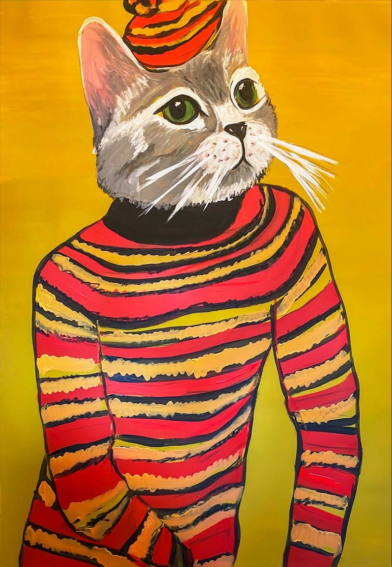 Biography of Steve the Cat Painting by Lucia Liz | Saatchi Art